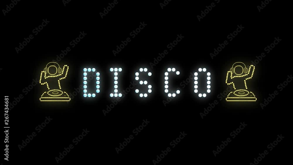 Disco Text sign Seamless Loop animation bulbs LED pixels, light ...