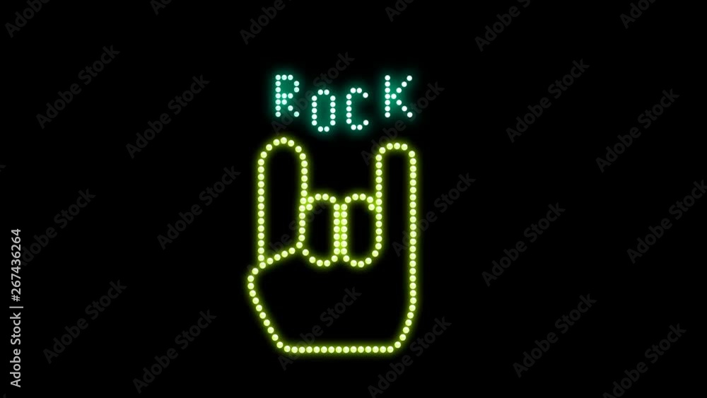 Rock Text sign Loop animation bulbs LED pixels, light flashing ...