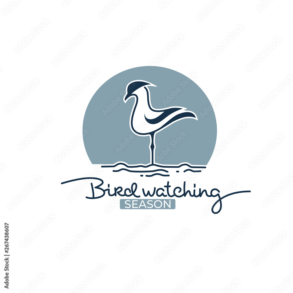 bird watching logo, label, emblem for your outdoor activity project ...