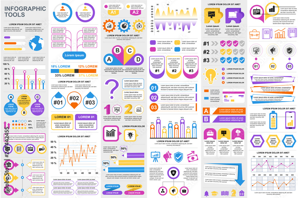 Infographic elements data visualization vector design template. Can be ...