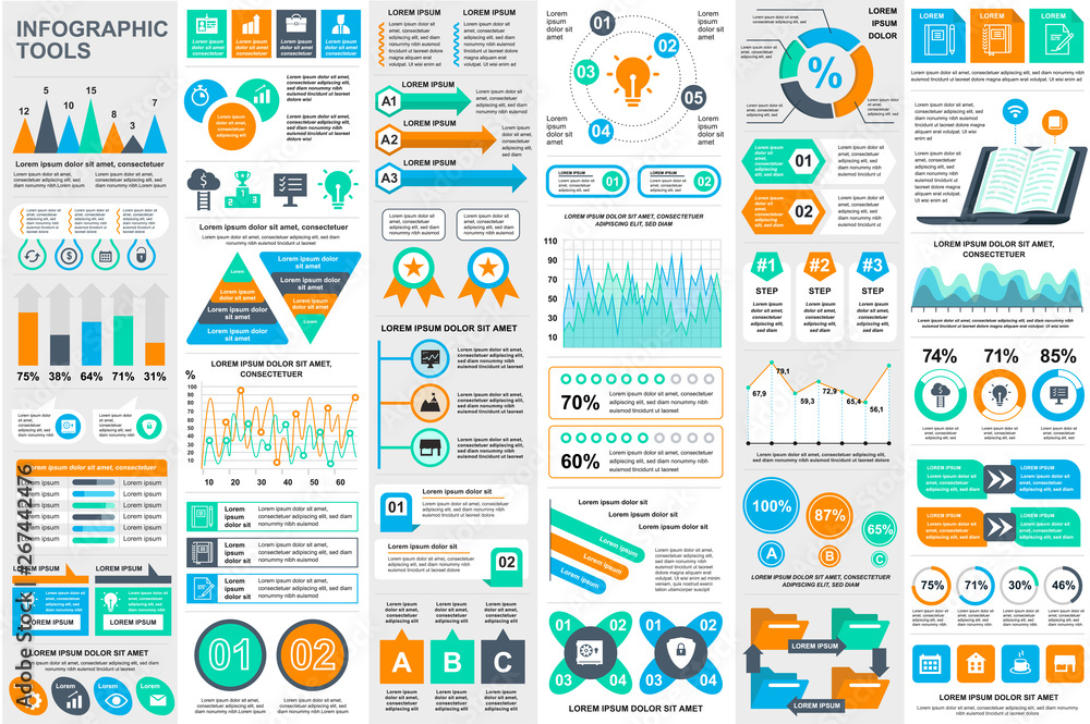 Infographic elements data visualization vector design template. Can be ...