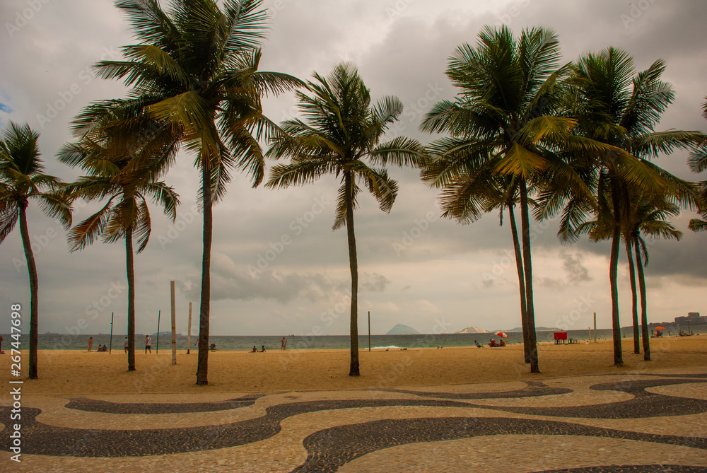 Rio de Janeiro, Copacabana beach, Brazil: Beautiful landscape with sea ...