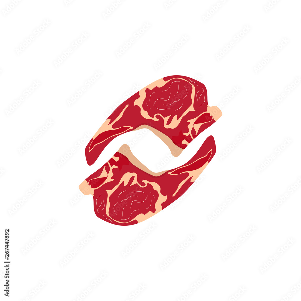 Meat, beef, blade steak, sirloin steak color icon. Element of beef meat ...