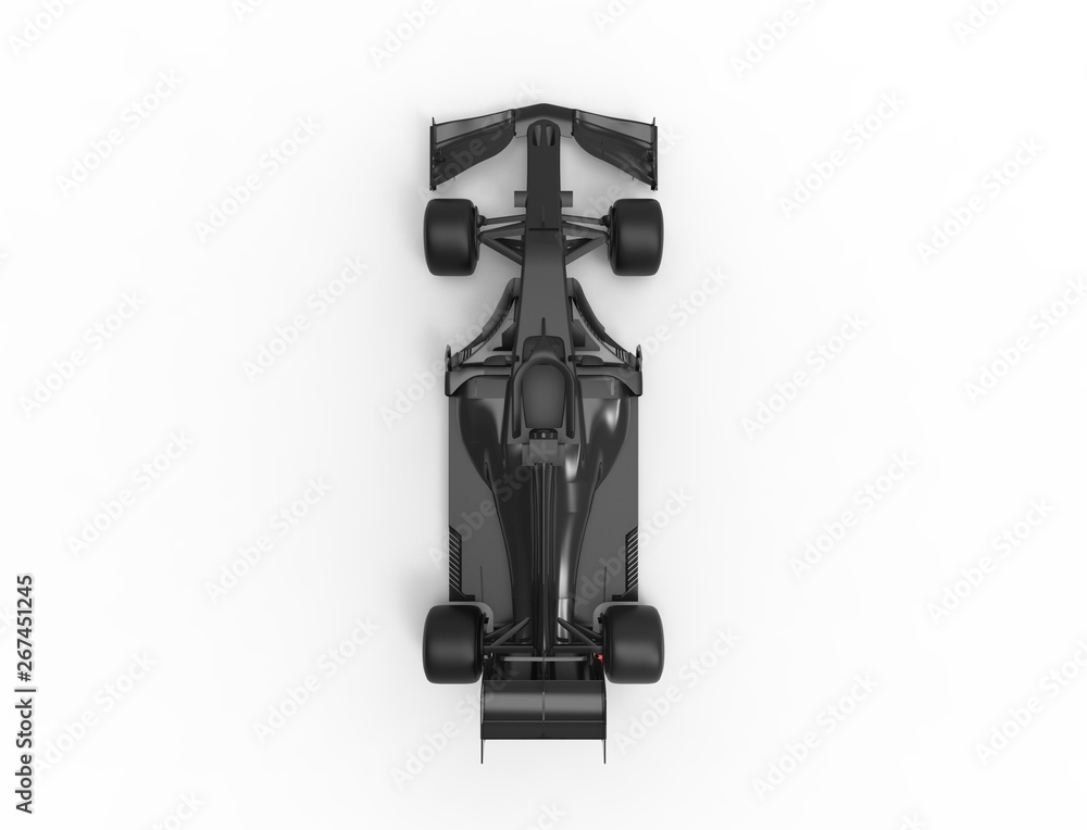 3D rendering illustration with of an modern all black formula race ...