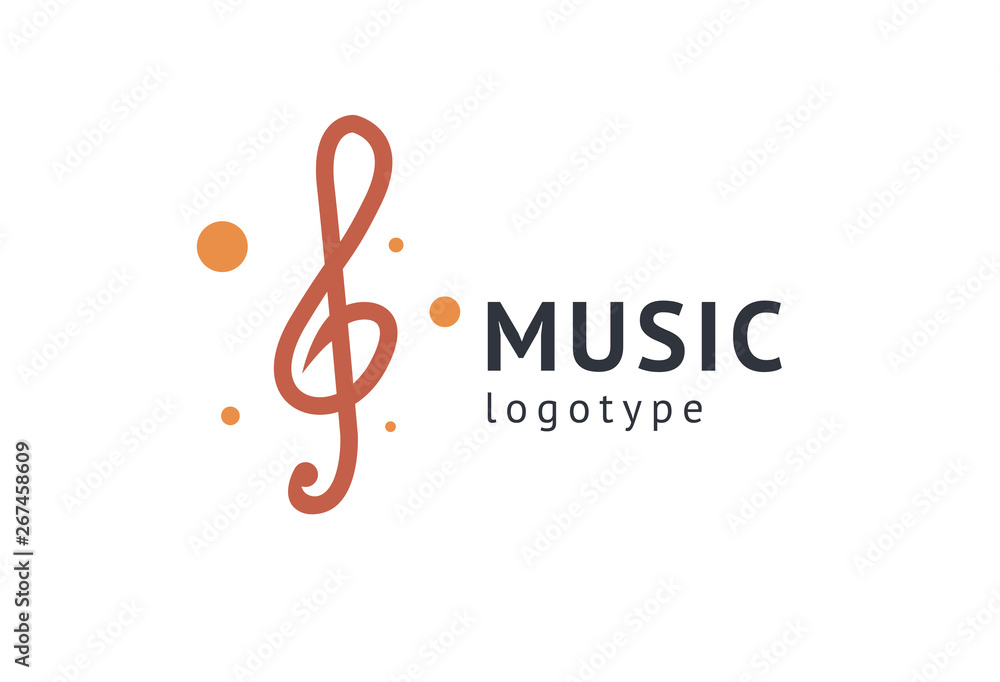 Vector illustration, Graphic Design treble clef logotype. Abstract ...