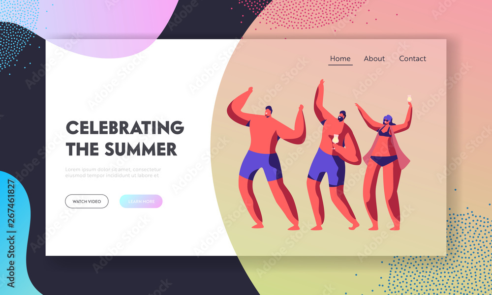 Beach Party on Exotic Tropical Resort. Young People Celebrating ...