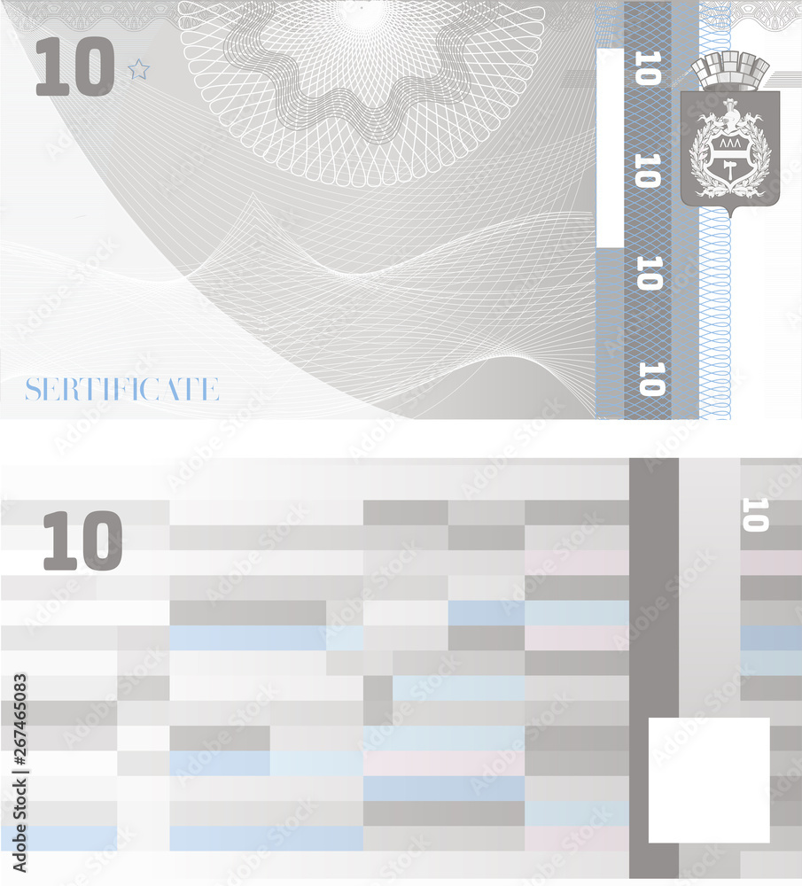 Gift certificate Voucher template 10 with guilloche pattern watermarks ...