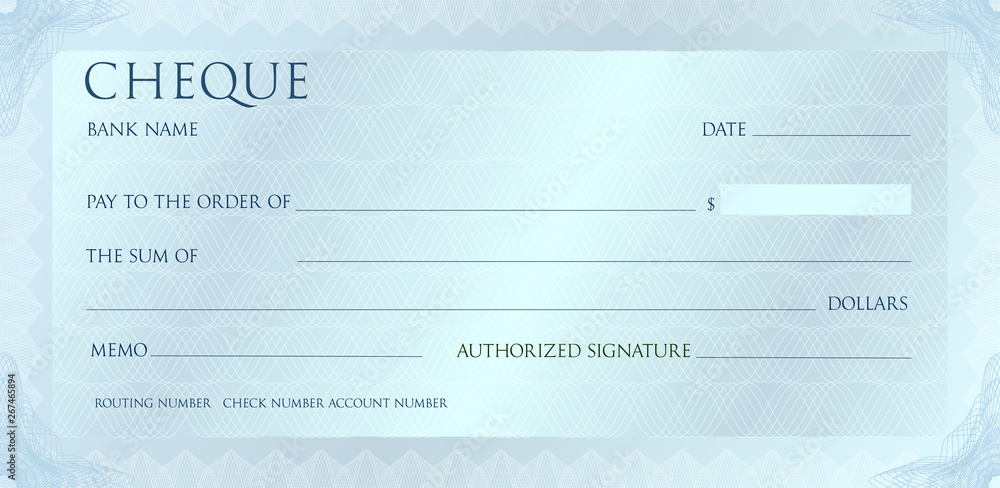 Luxury silvet cheque template with vintage guilloche. Check with ...