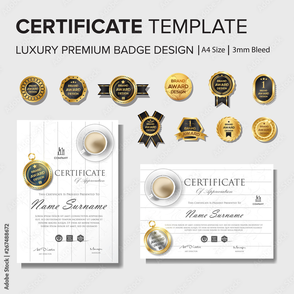 Minimal certificate design with badge Stock Vector | Adobe Stock