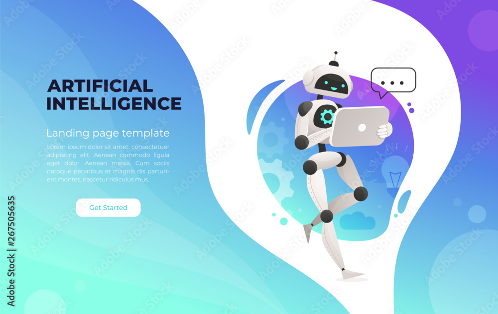 Concept of Artificial Intelligence, futuristic cyberpunk design ...