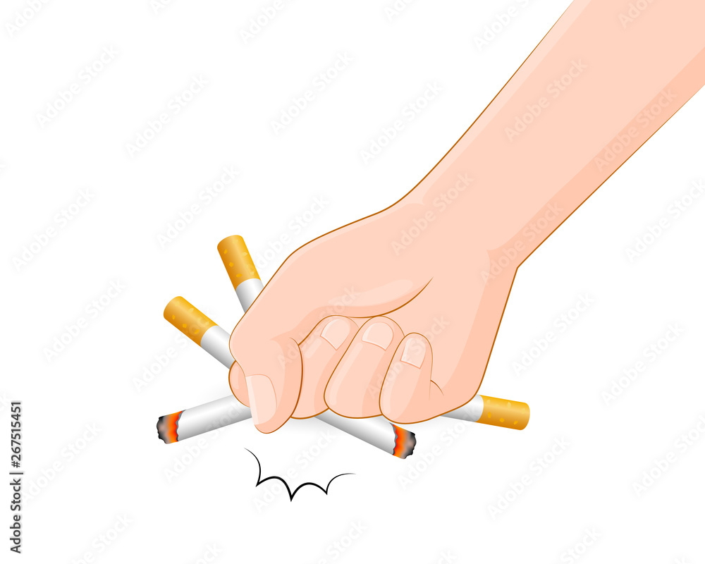 Human hands crushing cigarette. Quitting smoking concept. World No ...