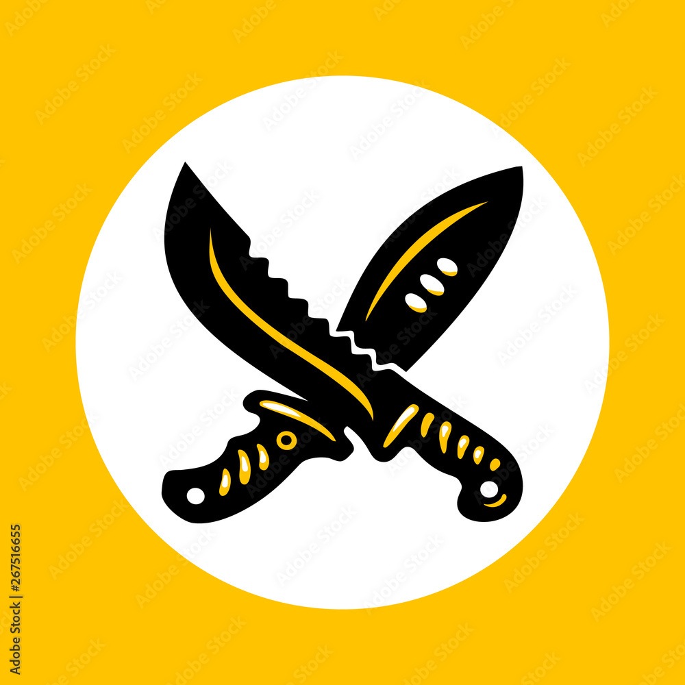 Crossed machetes icon in trendy flat style isolated on white background ...