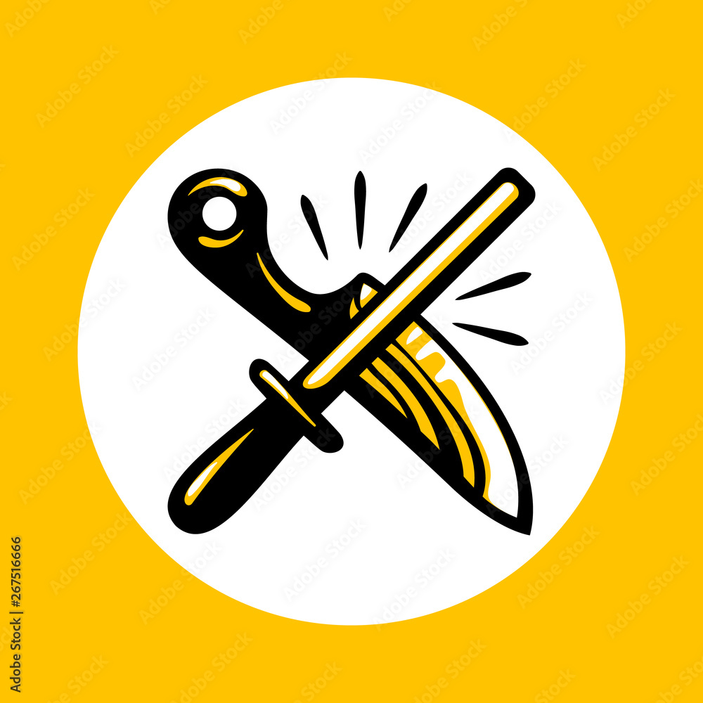 Knives sharpening icon in trendy flat style isolated on white ...