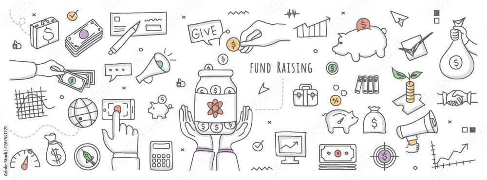 Doodle illustration of fundraising Stock Vector | Adobe Stock