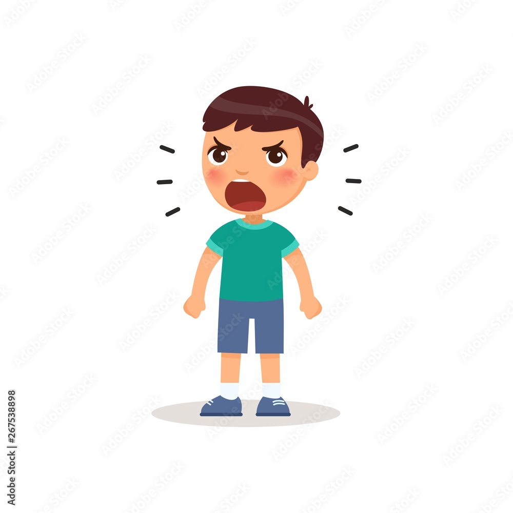 Little boy screaming. Vector illustration of a cartoon style Stock ...