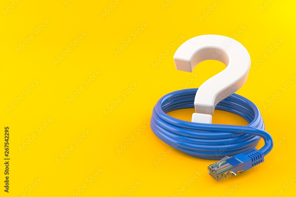 Question mark with network cable Stock Illustration | Adobe Stock