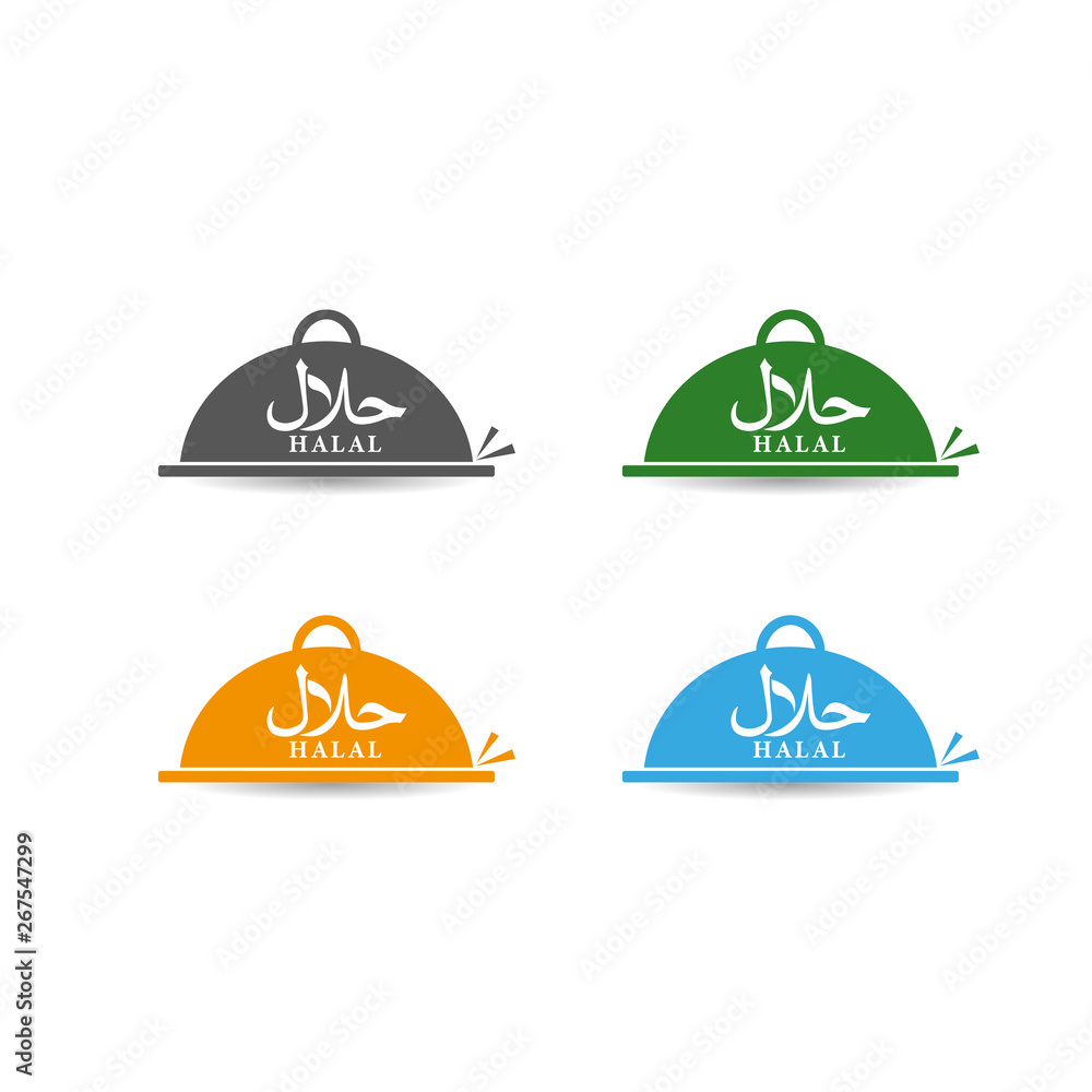 Set of halal logo design for restaurant vector illustration. Halal food ...