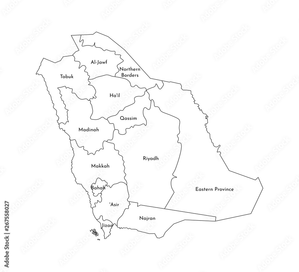 Vector isolated illustration of simplified administrative map of Saudi ...