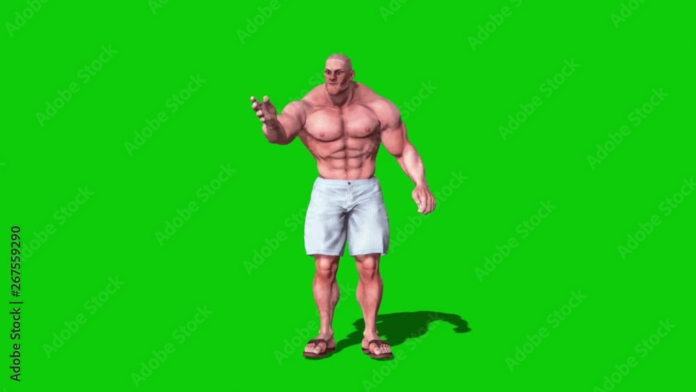 Bodybuilder Talk Facial Expressions Green Screen 3D Rendering Animation ...