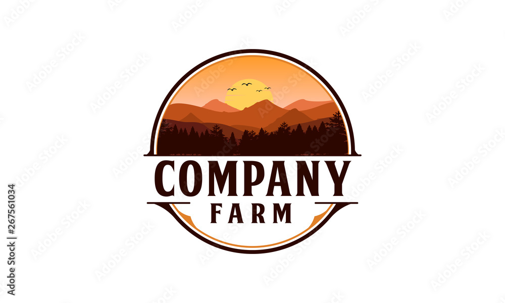 Farm and landscape logo design Stock Vector | Adobe Stock