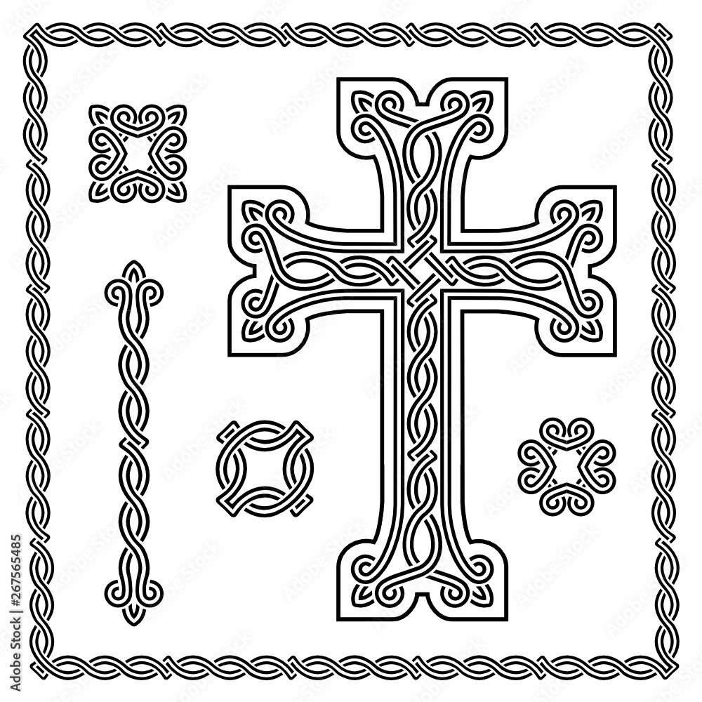 christian cross with interlaced ornament Stock Vector | Adobe Stock