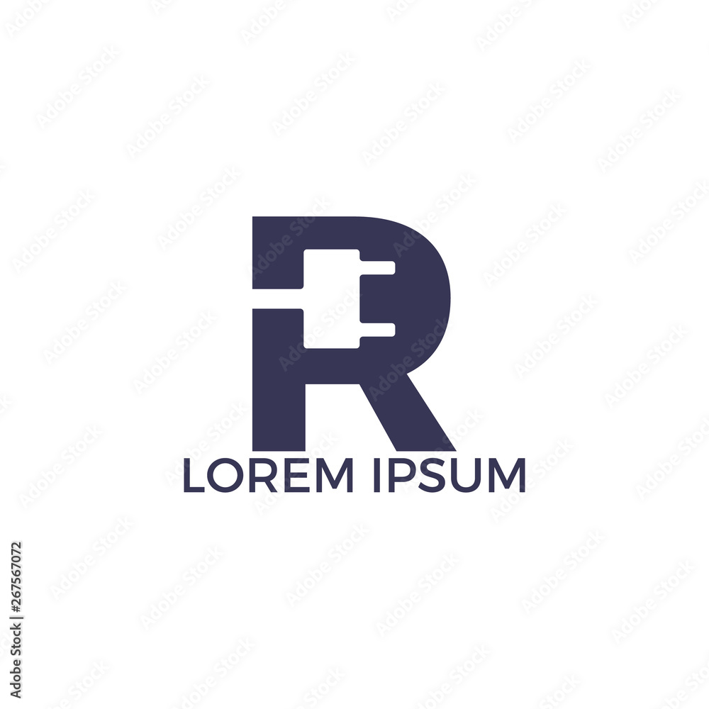 Letter R electricity plug vector logo design. Power logo design ...