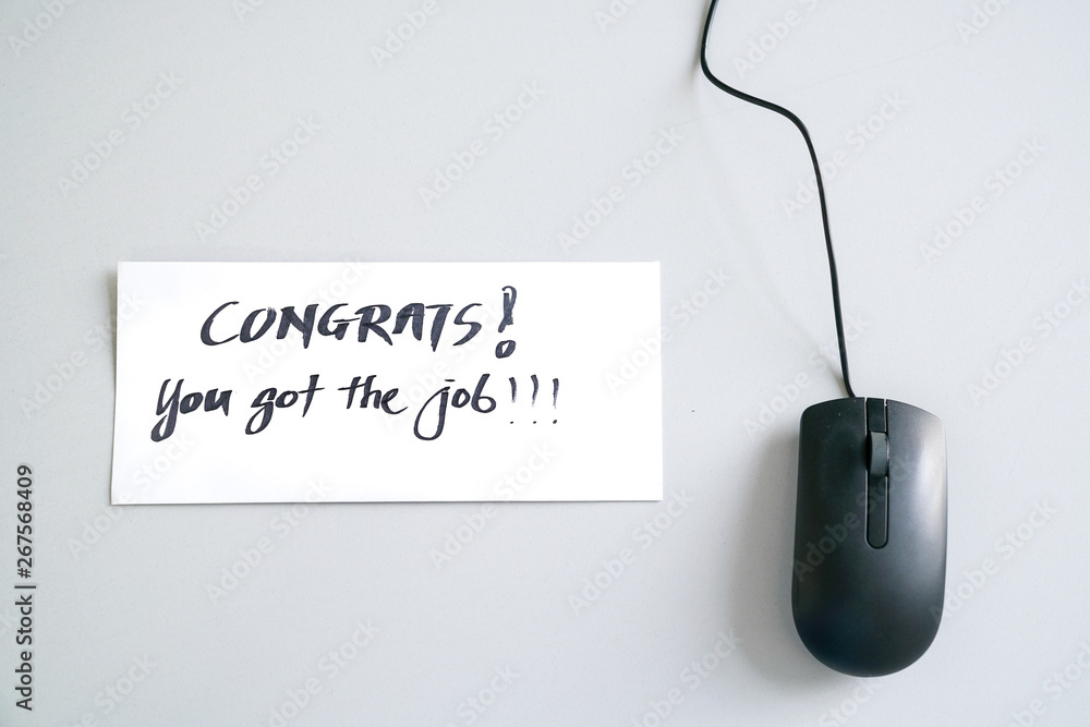 You got the job, words written on envelope Stock Photo | Adobe Stock