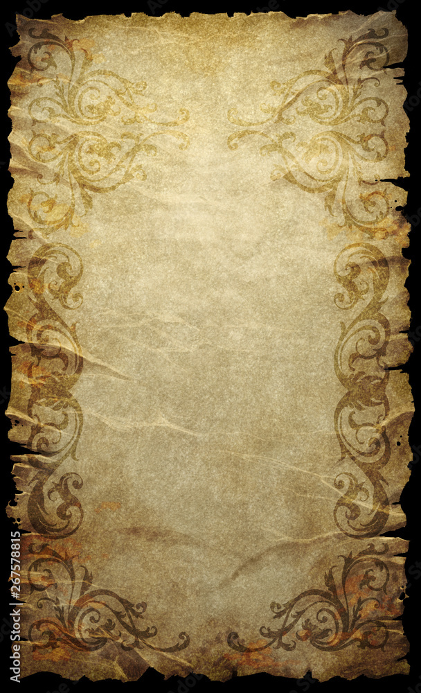 Fantasy scroll with worn out ornamental border Stock Illustration ...