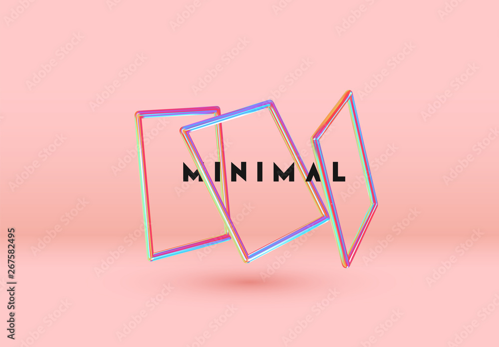 3d Rectangle shape objects. Minimal Abstract background with Gradient ...