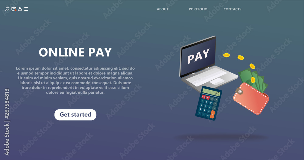 Online payment, secure secure money transfer. Landing page template for ...
