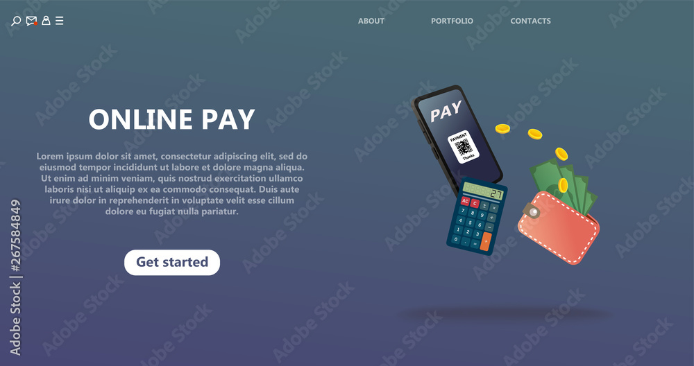 Online payment, secure secure money transfer. Landing page template for ...