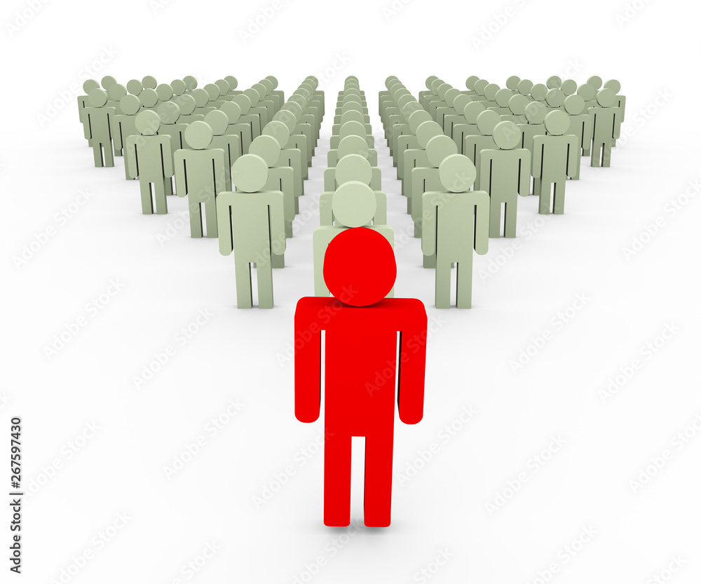 3d man symbol arrow shape with their leader Stock Illustration | Adobe ...