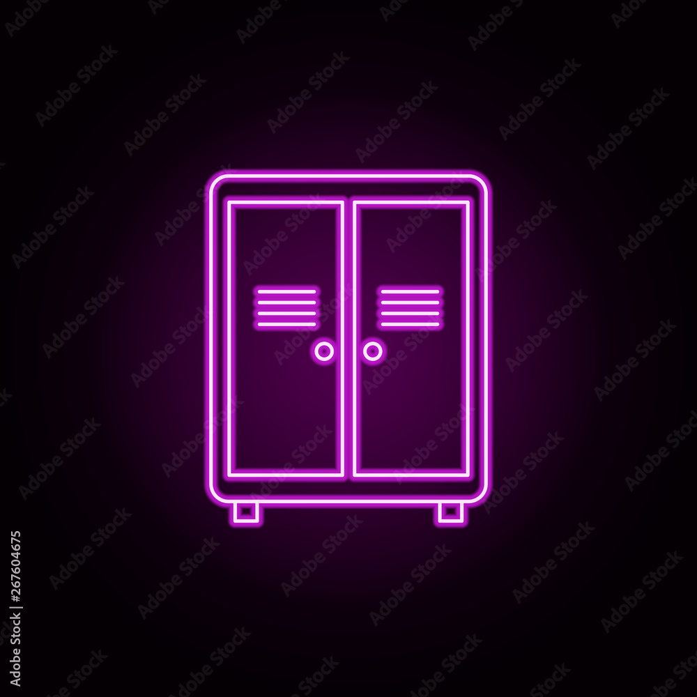 iron locker in the locker room neon icon. Elements of furniture set ...