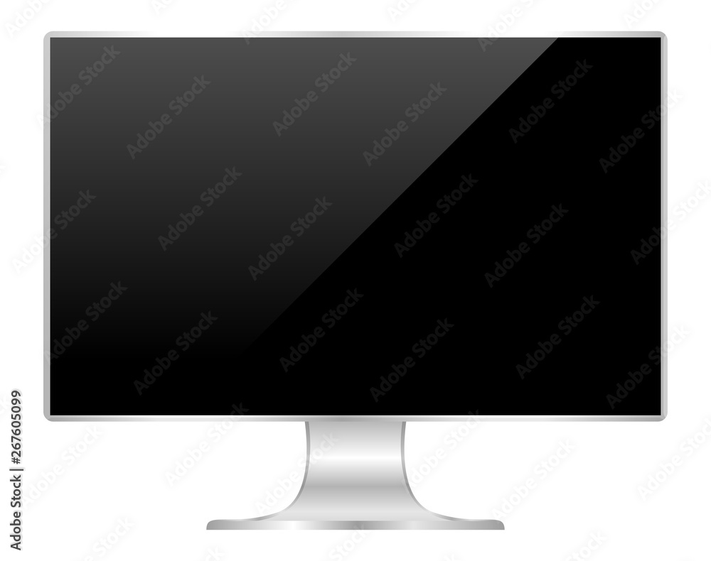front of flat monitor black screen computer, pc display digital wide ...