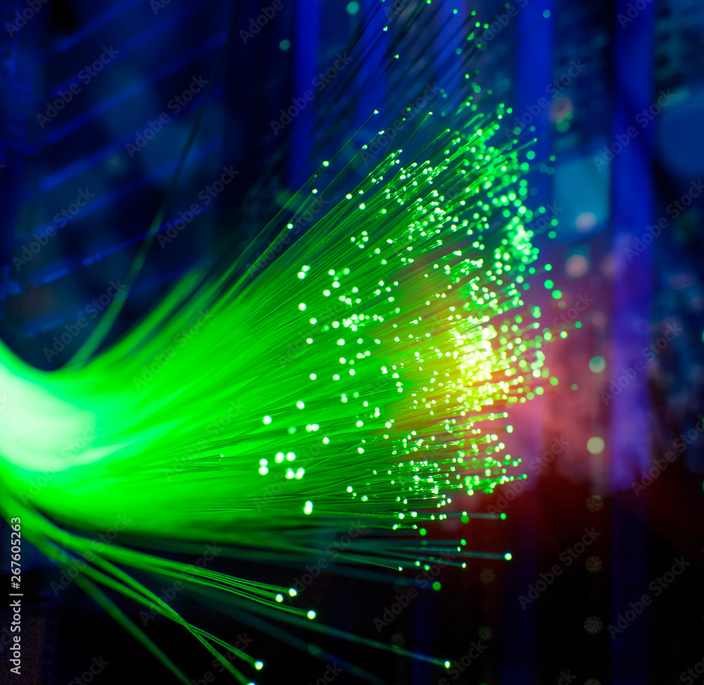 green fiber optics lights abstract background Stock Photo | Adobe Stock