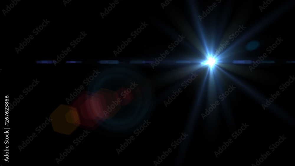Lens Flare light over Black Background. Easy to add overlay or screen ...