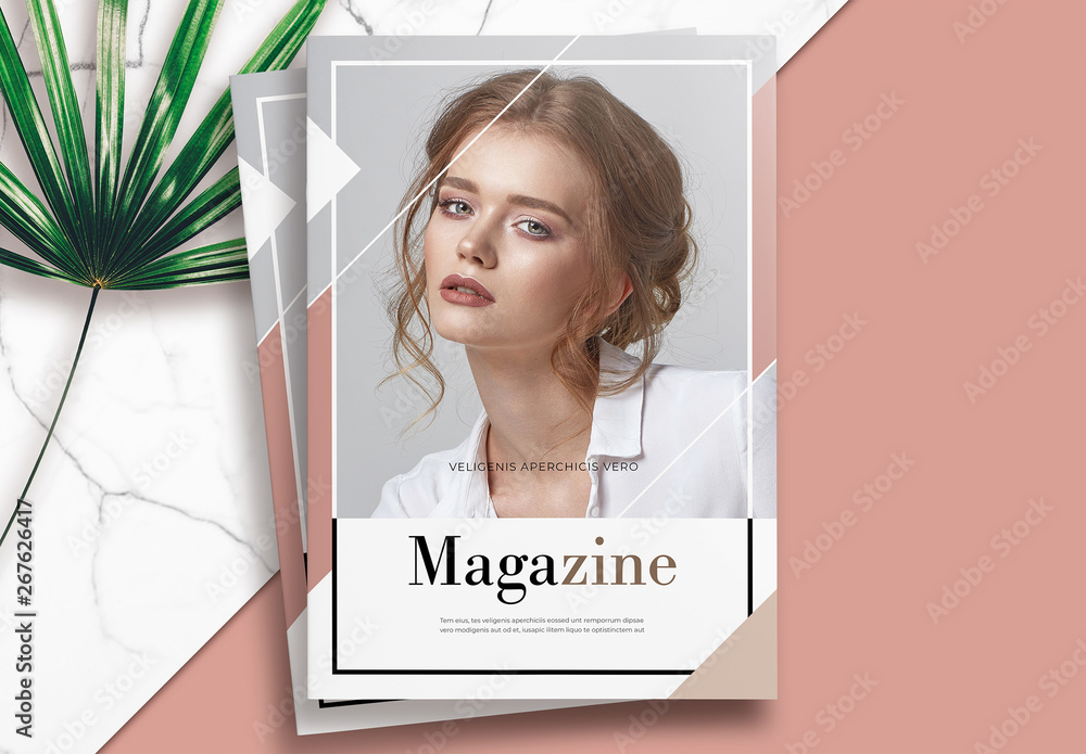 Pink and Brown Magazine Layout Stock Template | Adobe Stock