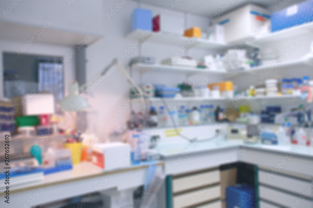 Scientific background: modern laboratory interior out of focus, toned ...