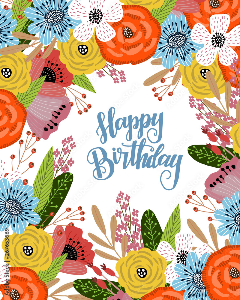 Flower Birthday Card Drawing