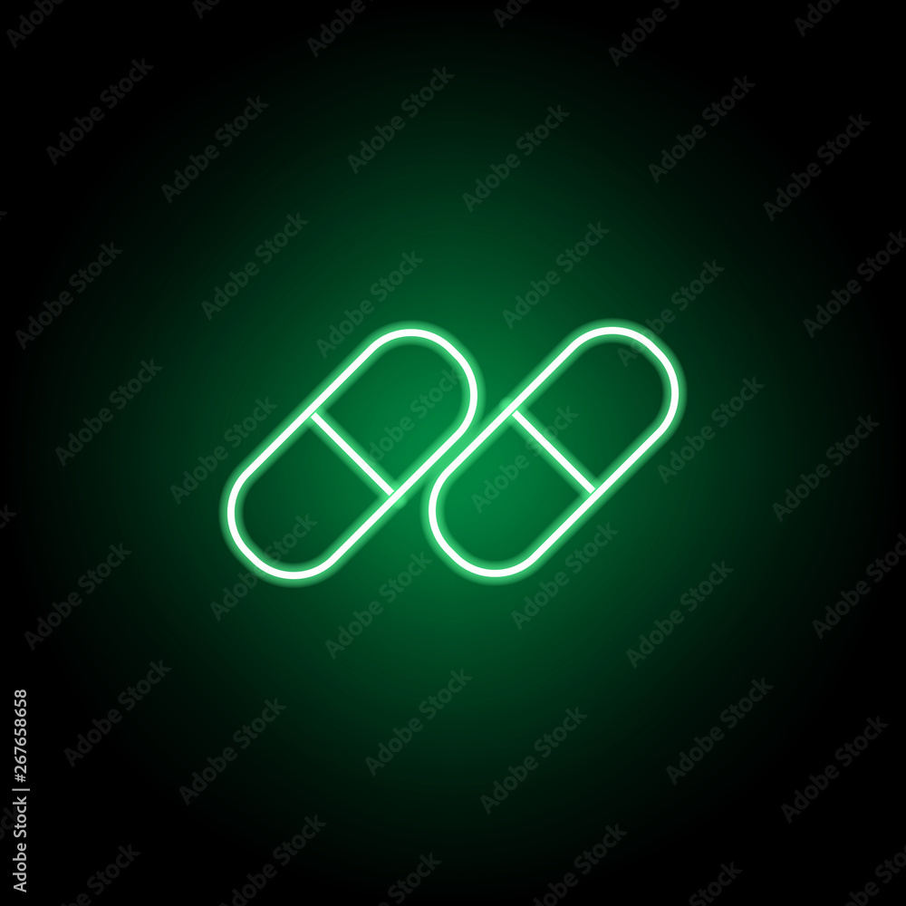 Medical, pills icon in neon style. Element of medicine illustration ...