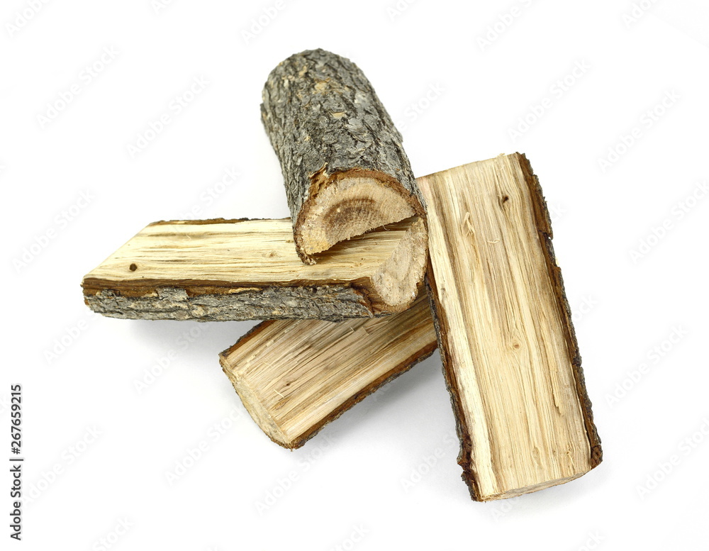 Firewood isolated on white. Oak Log Isolated on a white. Log fire wood ...