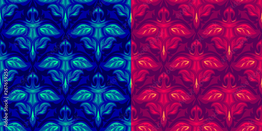 Baroque background textures. Set of Vector damask seamless pattern ...
