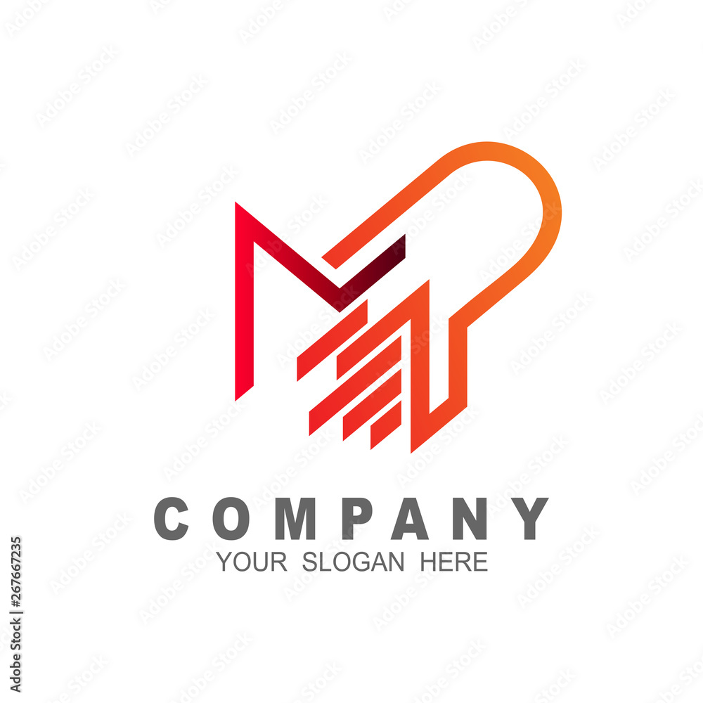 Letter m and p line logo design, logo mp with simple Stock Vector ...