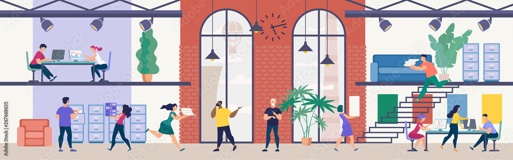 Modern Office Work, Time Management in Business Flat Vector Concept ...