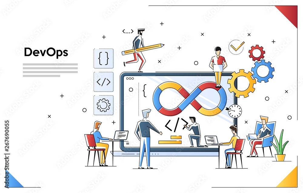 Programmers at work concept. Can use for web banner, infographics, hero ...