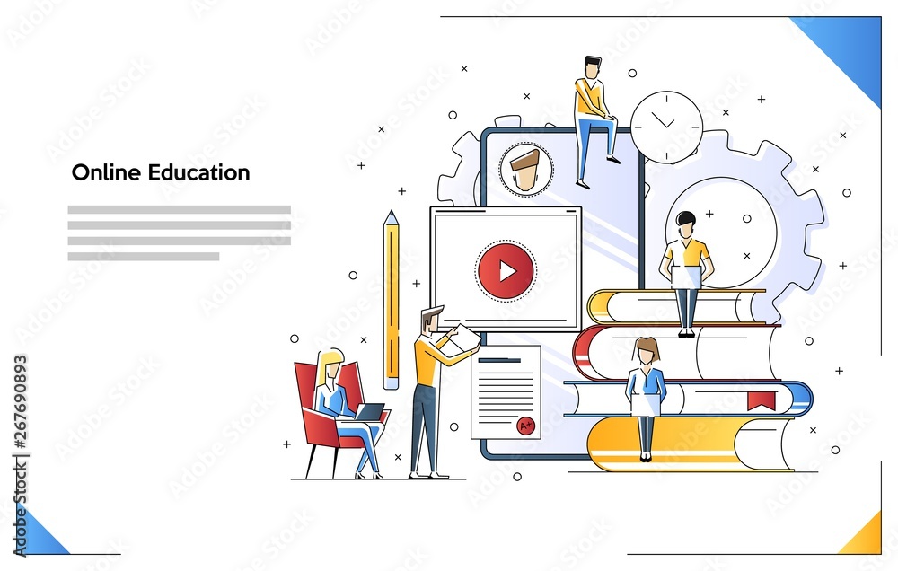 Vector Illustrations of online Course. Video educations. Online ...