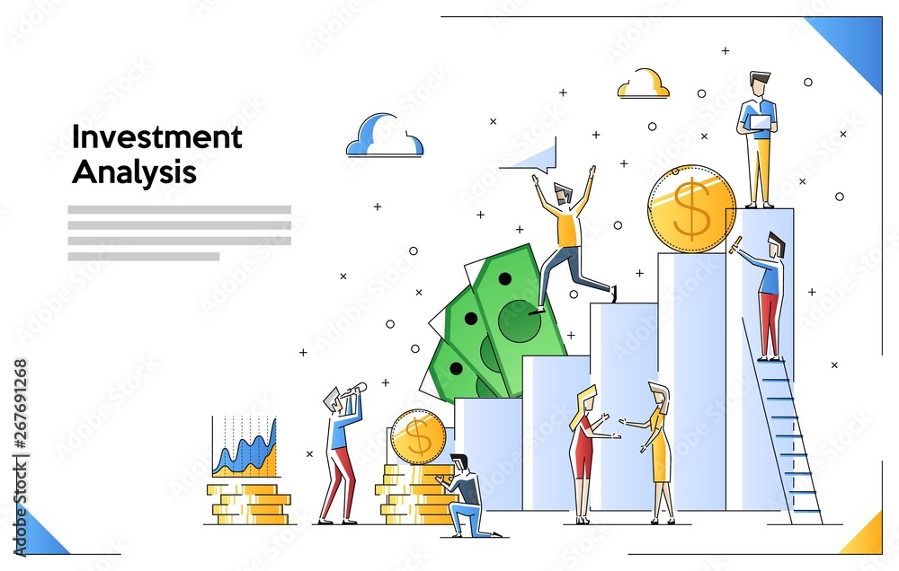 Investment analysis concept banner with characters. Can use for web ...