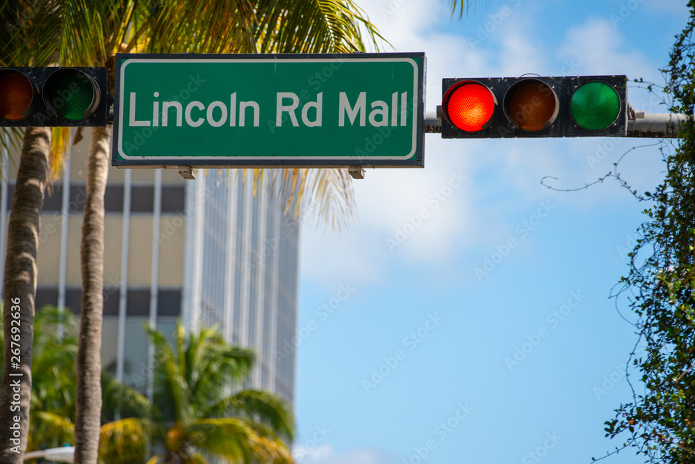 Stock image Lincoln road Mall Miami street intersection sign and ...