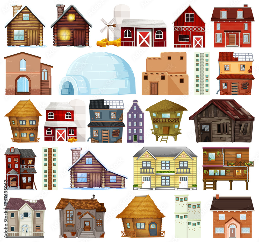 Set of different house style Stock Vector | Adobe Stock