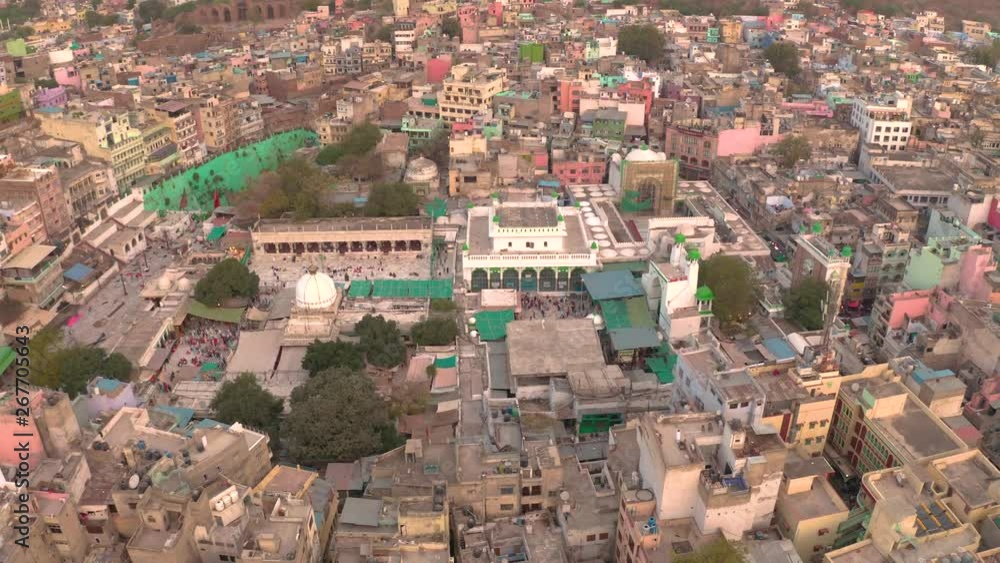 Ajmer Dargah Sharif, India, Sufi holy place, India, 4k aerial drone ...